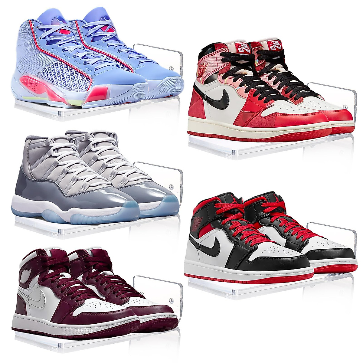 BEZONO Shoe Floating Display Shelves Wall Mount Set of 5 - Sturdy Acrylic Levitating Sneakers Shelves - Easy to Install, Display Your Top Shoes…