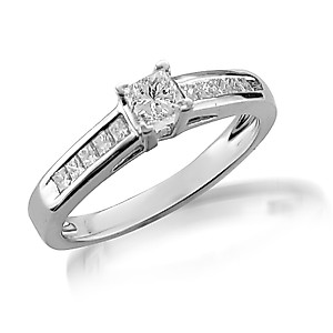 Beyond Brilliance 3/5 Carat Diamond, Classy Platinum Prong Set Princess Cut Diamond Wedding Engagement Ring for Wife (I-J, I2-I3) Natural Diamond Womens Fine Jewelry Gift Box Included