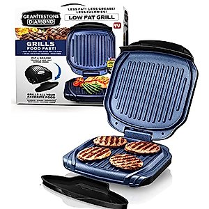 Granitestone Low Fat Multipurpose Sandwich Grill with Nonstick Copper Coating – As Seen on TV, Blue
