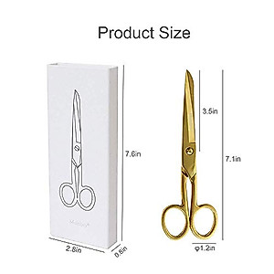 MultiBey Gold Scissors 7" Tailor Fabric Paper Cutting Tools Craft Scissors Shears Heavy Duty Copper Straight Recycled Home Office Scissors Cutter