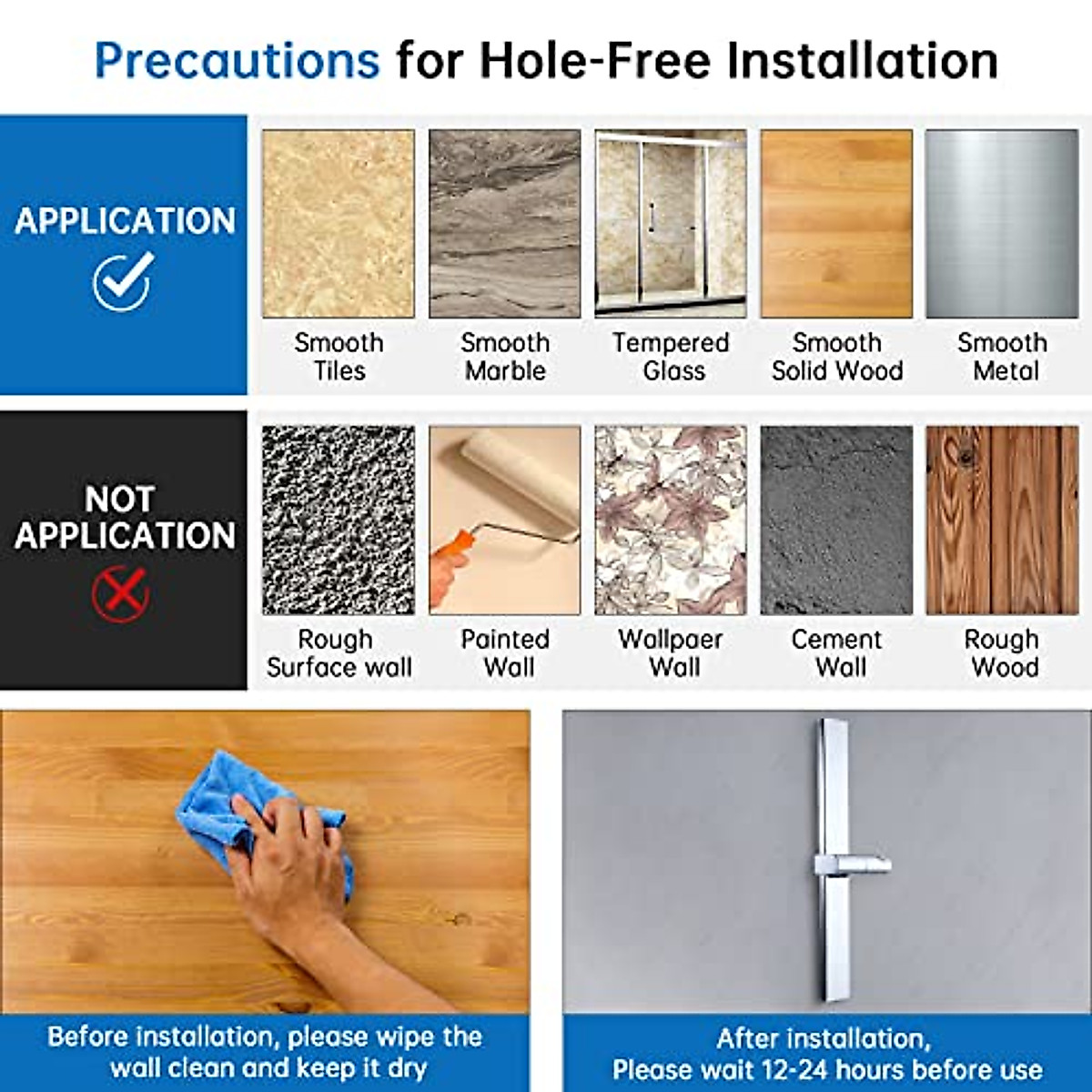 G-Promise No Drilling Metal Shower Slide Bar with Height and Angle Adjustable Handheld Shower Head Holder |Strong Adhesive Disc Mount or Wall-Mounted (Chrome)