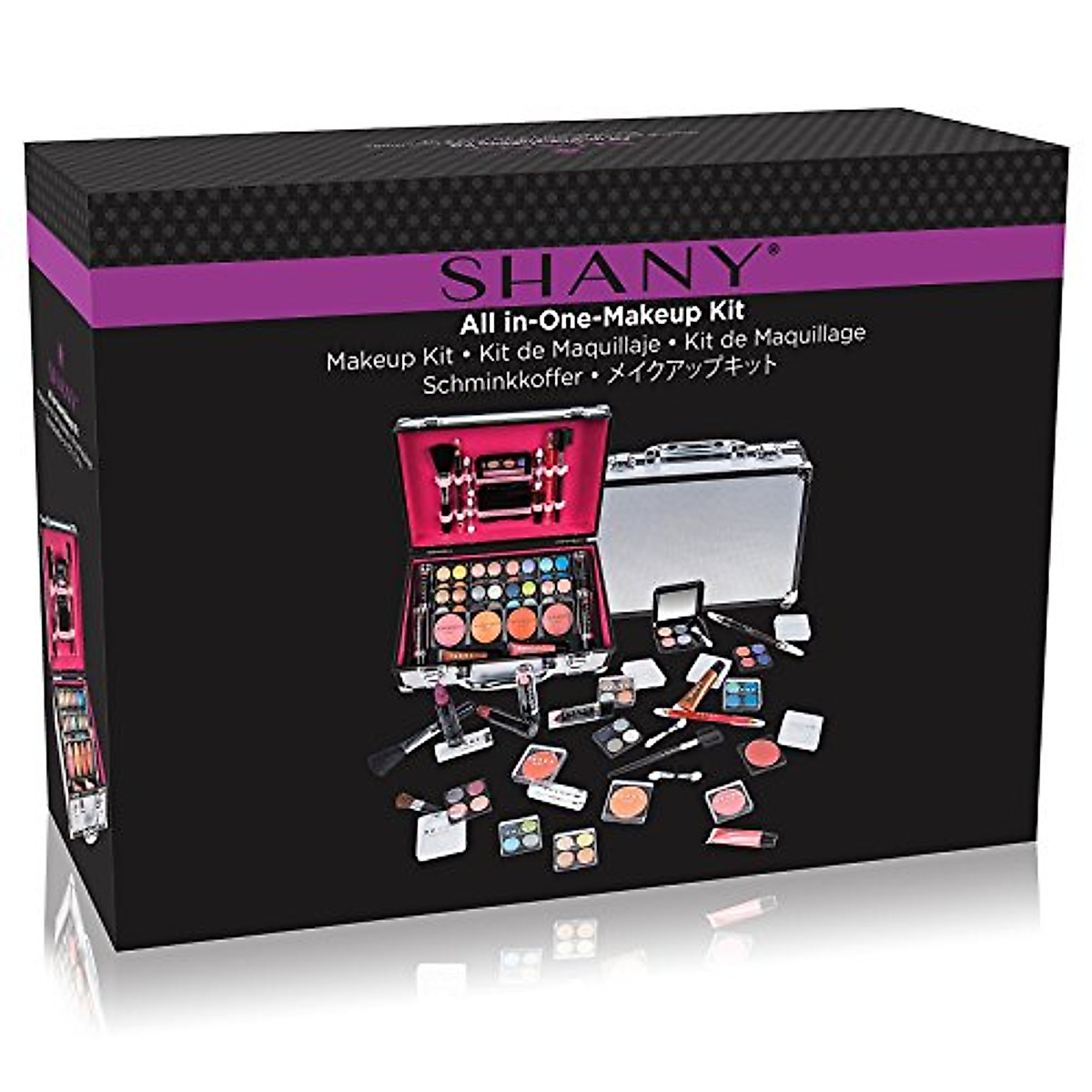 SHANY Carry All Makeup Train Case with Pro Teen Makeup Set, Makeup Brushes, Lipsticks, Eye Shadows, Blushes, and more - Silver