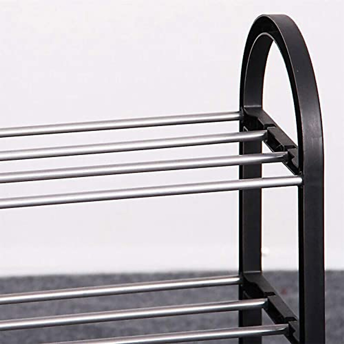 PCSMH 4-Tier Shoe Rack,Resin and Metal FootweaOrganizer,Rugged,Space-Saving,Easy to Assemble,Multi-Purpose Shoe Rack,Hold 12-Pair Shoes