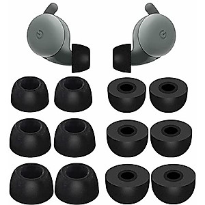 Memory Foam Tips Compatible with Google Pixel Buds A-Series Ear Tips, 6 Pairs No Silicone Noise Reduce Comfortable Fit in Case Eartips Compatible with Google Pixel Buds A Series - S/M/L Black