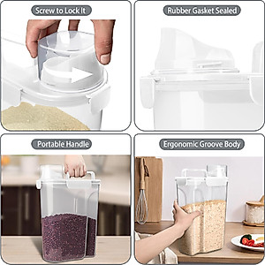 Komzon Rice Storage Container 10lb, Airtight Dry Food Cereal Containers Storage, BPA Free Rice dispenser with Pouring Spout Portable Handle for Flour Pasta Grain and Baking Pet Dog Cat Food Container