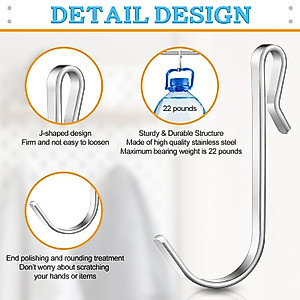 Lyrow 40 Pcs J Hook for Wire Shelving Hooks Stainless Steel Hanger Clip on Metal Wire Rack Hook Hanging Sink Grid Hook for Display Kitchen Bedroom Office Wire Shelf Pans Pots Kitchenware Shirts