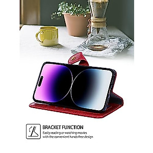 Arseaiy Case for VIVO V20 Flip Phone Case PU Leather Zipper Pocket Wallet Case Cover with Card Holder Kickstand Shell Red