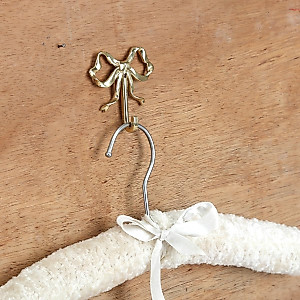 BinaryABC Gold Bow Wall Hooks Brass Coat Hooks Kitchen Hook Towel Hook Clothes Hook Key Holder Hat Hooks,65mm