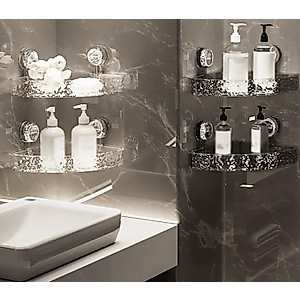 Generic Raidley No Drill Clear Wall Caddy, No-Drill Clear Wall Caddy Drill-Free Removable, Multifunctional Triangle Storage, Storage Rack for Kitchen, Bathroom (Grey 2Pcs), aq3534