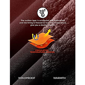 Wantdo Men's Plus Size Windproof Mountain Windbreaker Big&Tall Fleece Waterproof Ski Jacket Black Large Tall