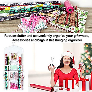 SumDirect White 16x40 Inch Double Sided Hanging Gift Wrap Organizer, Wrapping Paper Gift Bag Storage