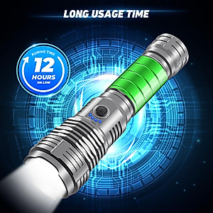 Rechargeable Flashlights High Lumens, 990,000 Lumens Super Bright LED Flashlight,Powerful Flash Light with 5 Modes, Waterproof flashlights for Camping Outdoor Emergency Hiking