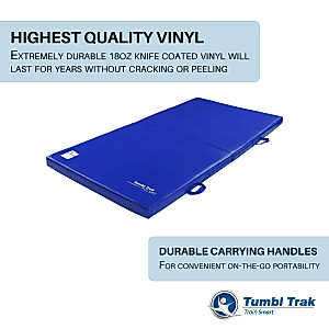 Tumbl Trak Folding Practice Mat, 4ft x 8ft x 4in, Royal Blue