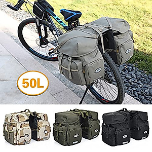 Lixada Bike Bag 50L Bike Pannier Bag Waterproof Bike Saddle Bag Large Capacity Bicycle Trunk Bag Extensible Bicycle Rear Seat Bag for Width Less Than 7in Bike Rack