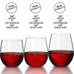 Bravario Unbreakable Glasses Bundle | 8 Wine, 8 Whiskey | Shatterproof 100% Tritan Plastic | Dishwasher-Safe | BPA-free | Awesome for Indoor & Outdoor, Gifts & Holidays