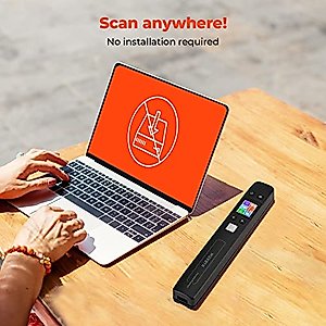 MUNBYN Portable Scanner, Photo Scanner for Documents Pictures Texts in 1050DPI, Flat Scanning, Included 16GB Card, Photo Scanner uses Built-in Wi-Fi or USB Uploads Images to PC or Cellphone, No Driver