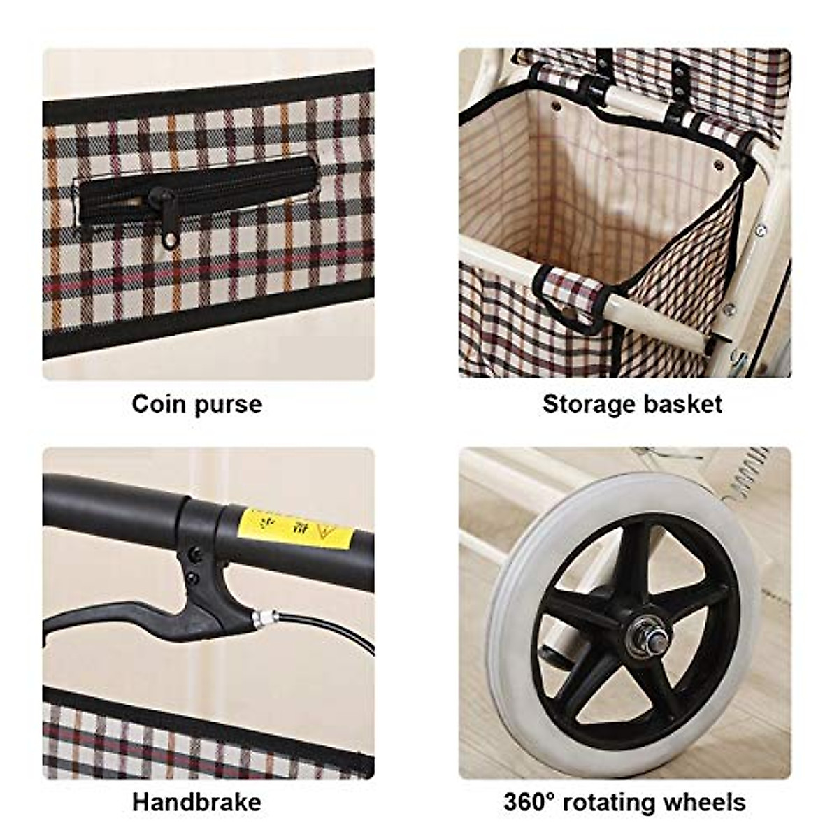 Walker with Seat and Wheels Rollators 4 Wheel with Seat Folding Lightweight Walking Aids Mobility Walkers with Padded Seat,Lockable Brakes and Carry Bag,Adjustable Height Gift for Mom Dad