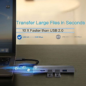 USB C Adapter, USB C Hub, 7 in 1 Type C Adapter with 4k HD Port, 3 USB 3.0 Ports, SD/TF Card Reader, USB C PD Charging Port by Gecen, Compatible with MacBook Pro/Air, Chromebook