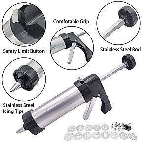 aHzleeM Cookie Press Gun Cupcake Filler Injector Stainless Steel DIY Biscuit Cookie Pastry Gun for Cake Decorating 25 PCS