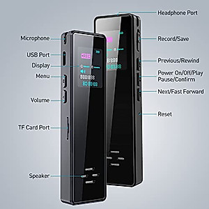 64GB Smart Digital Voice Recorder with Playback - Audio Voice Recorder for Lectures Meetings, Recording Device Dictaphone Sound Tape Recorder with Card Reader