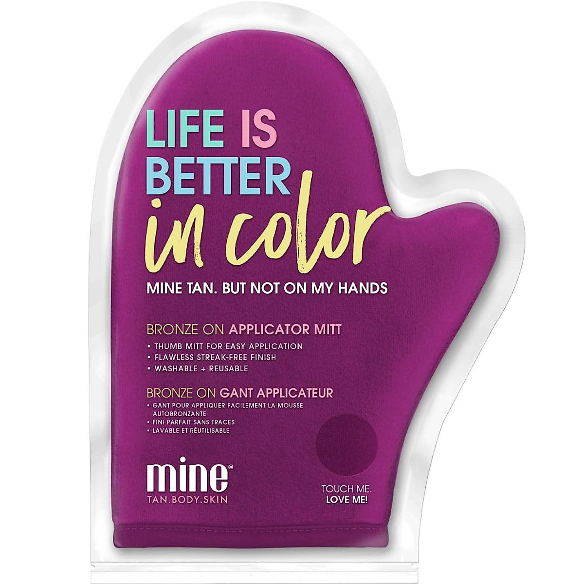 Mine Self Tanning Mitt | Bronze On - Sunless Tanner Applicator Glove with Thumb, Streak-Free, Velvety Soft, Washable, Reusable, Face & Body, Great for Foam, Mousse, Gradual Lotion, & Drops