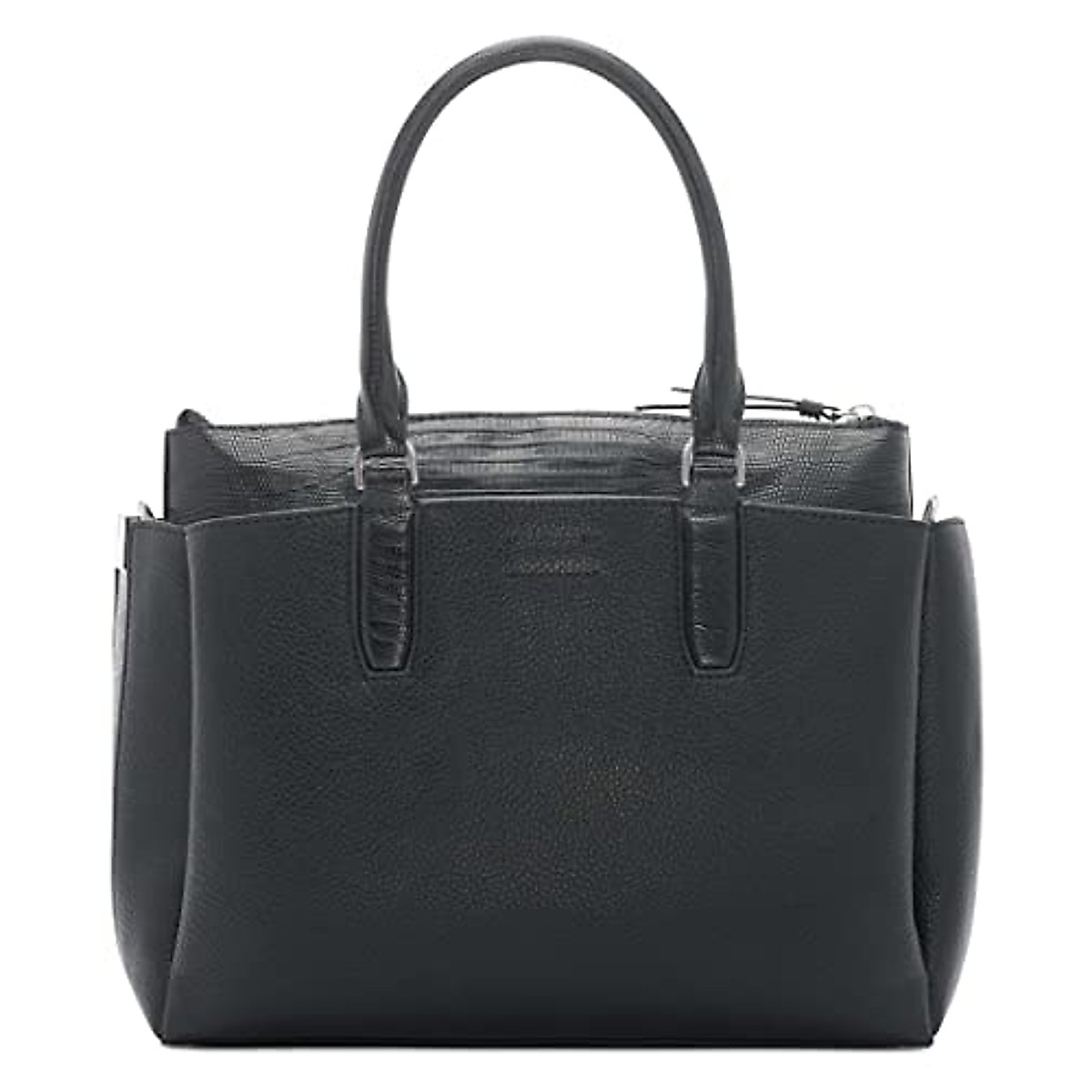 Calvin Klein Rita 2 in 1 Organizaional Satchel, Black/Silver
