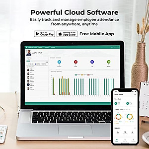 ANVIZ Time Clocks for Employees Small Business - CX2 Fingerprint Biometric Clock in and Out Machine - Finger Scan + RFID + Pin Punching in one, with Professional Cloud Software (0 Monthly Fee), White