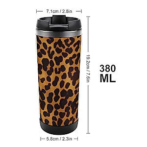 Cool Cheetah Leopard Travel Coffee Mug Stainless Steel Water Bottles Insulated Water Bottle Travel Mug Insulated Tumblers Travel Coffee Tumbler 12 Oz Coffee Tumbler Travel Cup