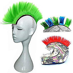 3T-SISTER Helmet Mohawk Wig Adhesive Mohawk for Motorcycle Bicycle Ski Snowboard Helmet Hair Patches Skinhead Costumes Wig Cosplay Wig (Light Green) (Helmet not Included)