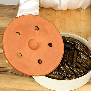 Clay Dolma Pot Lid Cover -Weighted Clay Lid for Dolma Cooking -Traditional Dolma Cover -Pot for Dolma -Clay Dolma Lid -Handcrafted Dolma Pot Cover(8,6 inch)
