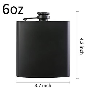 10 pcs Hip Flask for Liquor Black 6oz Stainless Steel Leakproof with 10 pcs Funnel for Gift, Camping, Wedding Party