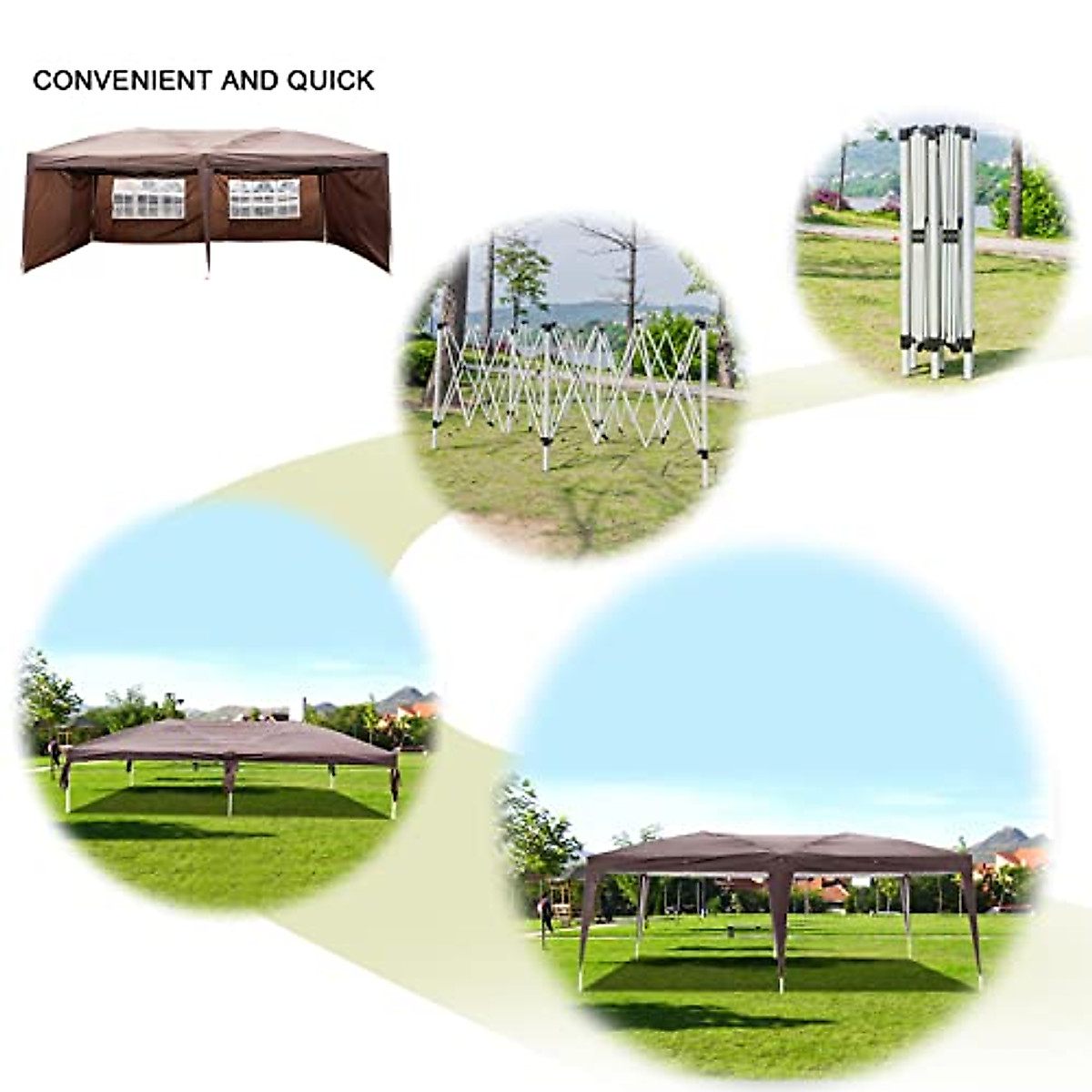 Outvita 10x20ft Ez Pop Up Canopy, Portable Instant Canopy Tent with 4 SideWalls for Outdoor Events, Party, Wedding, Birthday,Graduation