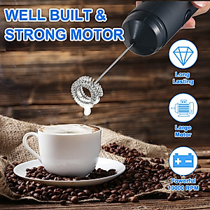 Milk Frother, Maker for Coffee, Latte, Cappuccino, Hot Chocolate, Durable Mini Drink Mixer With Stainless Steel, Black