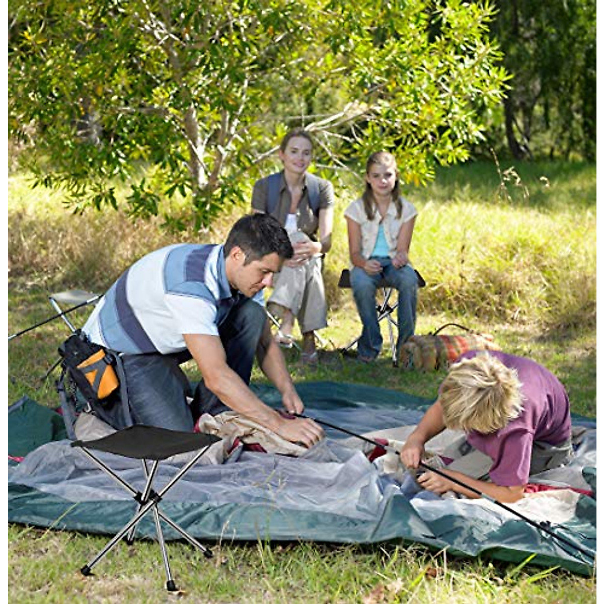 Cambyso Camping Stools Foldable Chair Super Lightweight Portable Chair Backpack Chair Folded Size 1.2 * 1.2 * 19 Inches for Trekking, Fishing, Sporting, Tanning