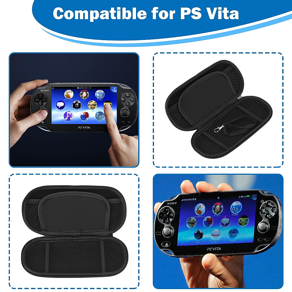PS Vita Case, Carrying Case Compatible for PS Vita, Portable Travel Carrying Bag for PS Vita, and Whockproof Professional Vita Travel Pouch (Black)