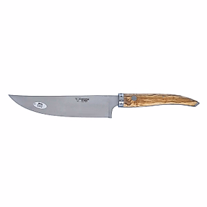 Laguiole en Aubrac Cuisine Gourmet Stainless Fully Forged Steel Made In France Cook's Chef's Knife With Olivewood Handle, 6-in / 15cm