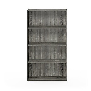 Furinno Luder Bookcase/Book/Storage, 5-Tier Cube, French Oak & Pasir 4 Tier Open Shelf, French Oak Grey