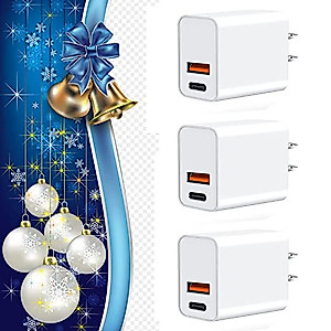 20W USB C Charger 1 Pack + 20W USB C Charger 2 Pack, Udaton 20W Dual Port New USB C Wall Charger for Apple Watch Series 8, Type C Charging Compatible for ipad iPhone 13 14 Pro Max