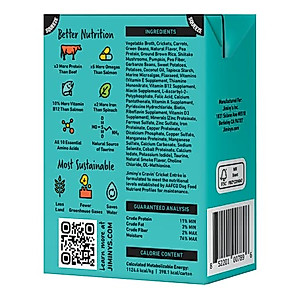 Jiminy's Cravin' Cricket Entree - Wet Dog Food, Insect Dog Food, Gluten-Free, Prebiotic, 100% Made in The USA, Sustainable, Recyclable Packaging, Organic Dog Food - 12.5 Oz (Pack of 6)