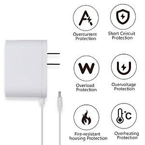 White Power Adapter Replacement for Alexa Show 5, Alexa Dot 3rd Gen, 4th Gen - 15W Power Cord Charger