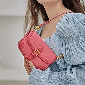 Chloe soo Shoulder Bag for Women Leather Pink Tote Bag Fashion Clutch Retro Classic Purse Buckle Closure 27P
