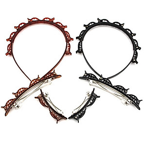 6PCS double bangs hairstyle hairpin headband for girls women Double Layer twist plait headband twister hair clip tools magic braided hairdressing hairpin Korean woven Fashion