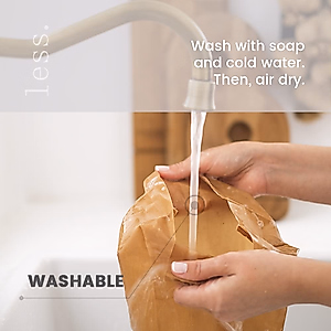 Less. Reusable Beeswax Lunch Bags, Size M (sandwich) Zero Waste Cotton Lunch Wrap, Plastic Free Alternative Storage Bag