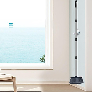 Soft Sweeping Broom, MEIBEI Multi-Surface Kitchen Broom with Stainless Steel Long Handle-57, Soft Dusting Brush Ideal for Cleaning Home, Garage, Store and Office