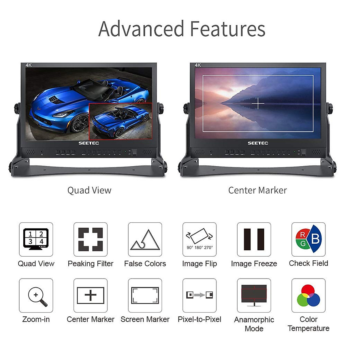SEETEC ATEM156 15.6" 4 HDMI Input Output Quad Split Display for ATEM Mini Video Switcher Live Streaming Broadcast Director Monitor Used in Movie Production