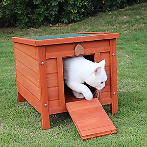 BUNNY BUSINESS Rabbit/Guinea Pig/Cat Wooden Hide House Run Hide Shelter, RED, 1 Count (Pack of 1) (Hide-NORM)