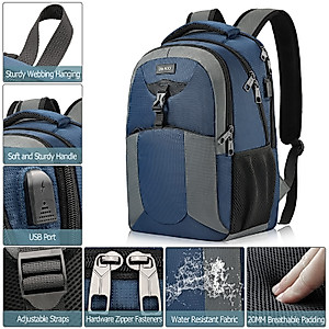 Travel Laptop Backpack for Men, College Backpacks,Water Resistant Back Pack with USB Charging Port, Business Anti Theft Durable Computer Bag Gifts Fits 15.6 IN Laptops, Black