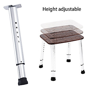 Bathroom Shower Bench Bath Stool Bathtub Seat Spa Chair Foot Rest Step, Height Adjustable Lightweight Waterproof and Rustproof, Teak