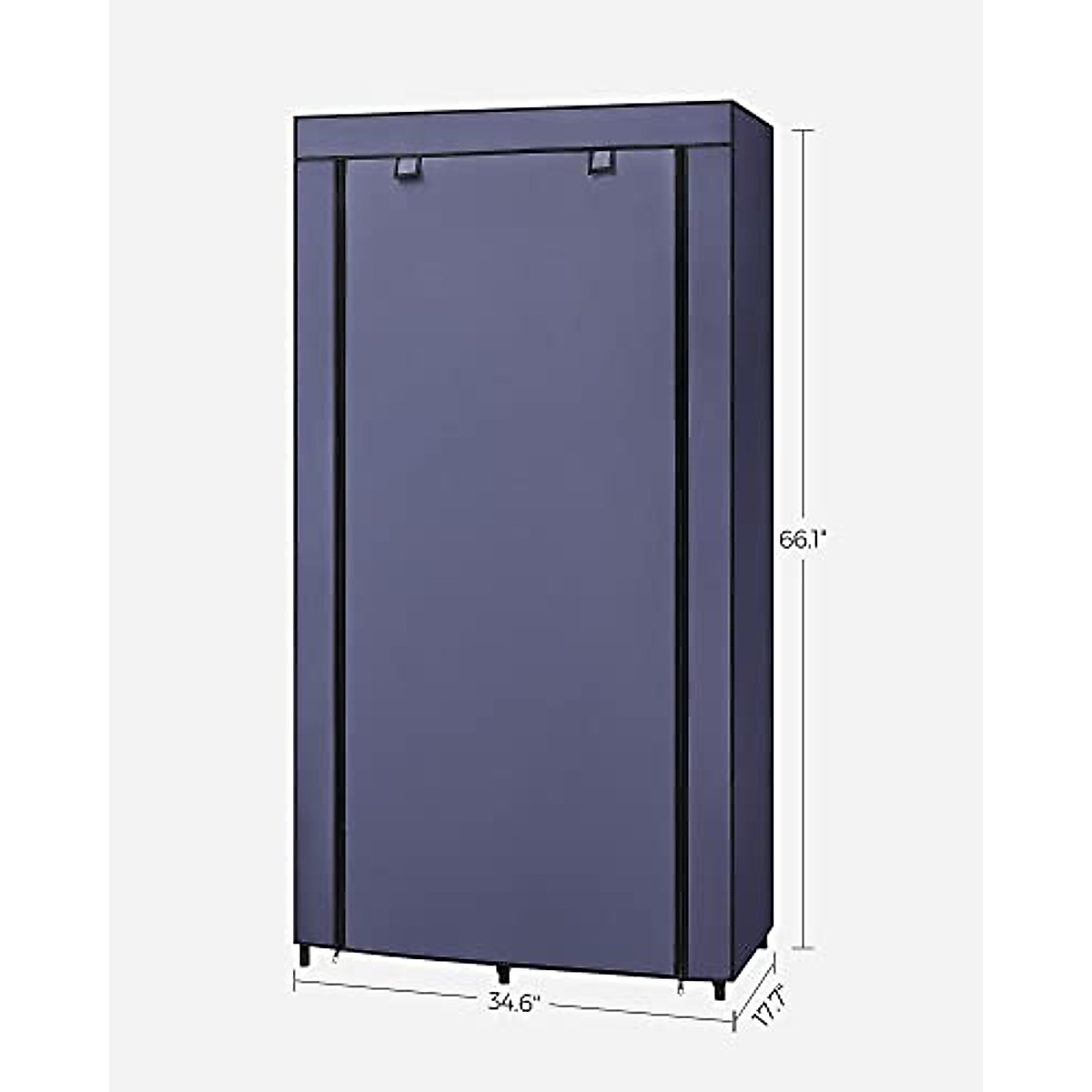 SONGMICS Portable Closet, Clothes Storage Organizer with 6 Shelves, 1 Clothes Hanging Rail, Non-Woven Fabric Closet, Metal Frame, 34.6 x 17.7 x 66.1 Inches, Dark Blue URYG084I02