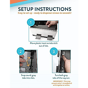2Fold Supply Stainless Steel Straw Dispenser - For Bulk Unwrapped Drinking Straws - Custom Thank You, Straw and Chalkboard Labels Included - Stainless